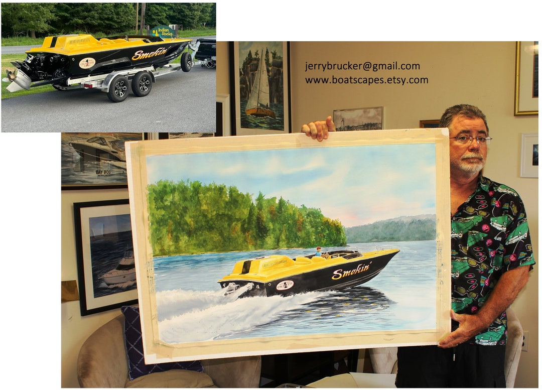24x36" YOUR Boat Painting Searay Custom Hand Made Personalized Gift ...