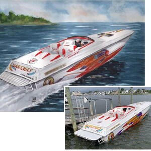 Custom Painting 18x24" Portrait Your Boat Performance Powerboat ...