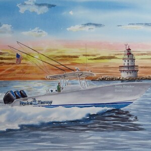 Custom Painting 12x18" CENTER CONSOLE Hand Made Art Sportfishing ...