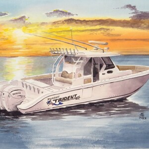 Custom Painting 12x18" CENTER CONSOLE Hand Made Art Sportfishing ...