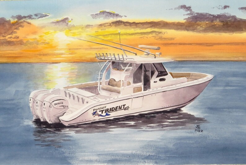 Custom Painting 12x18" CENTER CONSOLE Hand Made Art Sportfishing ...