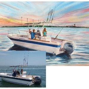 Custom Painting 12x18" CENTER CONSOLE Hand Made Art Sportfishing ...
