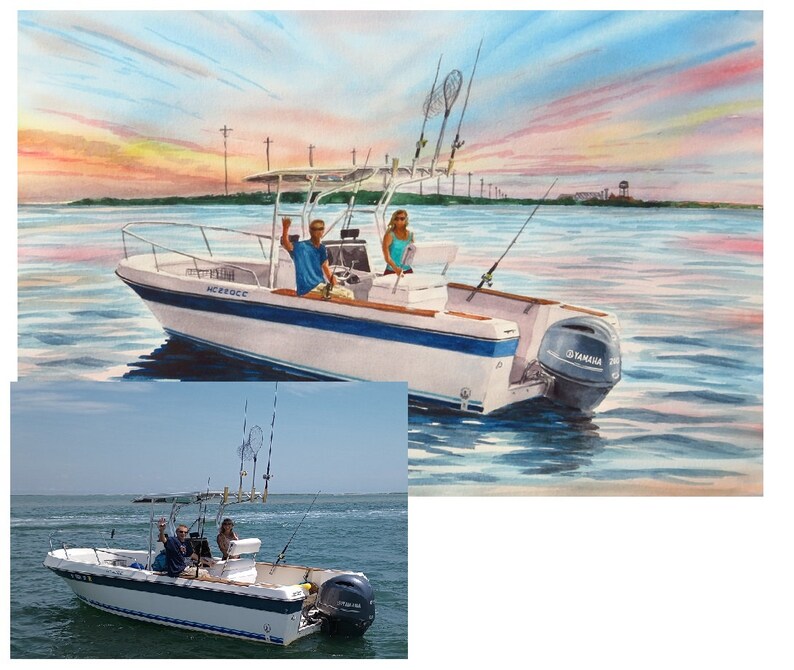 Custom Painting 12x18" CENTER CONSOLE Hand Made Art Sportfishing ...