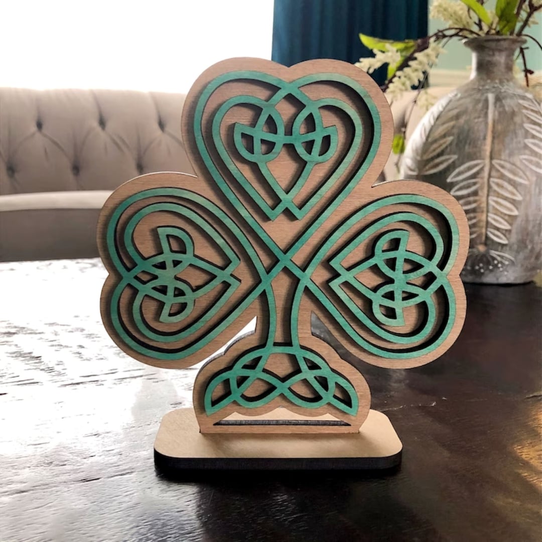 Handmade Celtic Knot Shamrock Wooden Shelf Decor - Etsy
