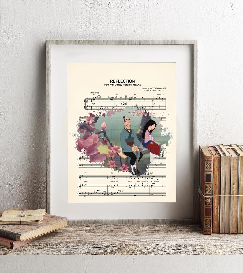 Mulan and Father Reflection Sheet Music Art Print - Etsy Australia