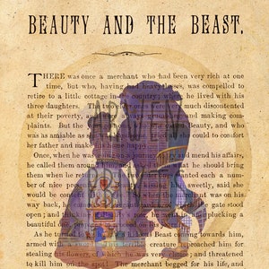 Beauty and the Beast Library Disney Book Page Art Print - Etsy