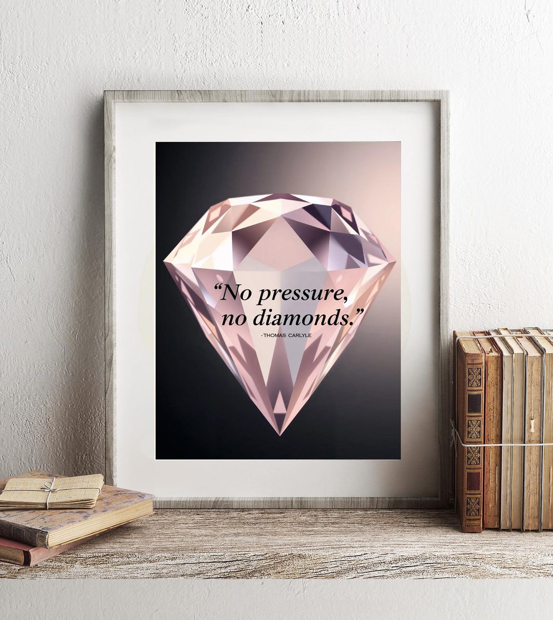 No Pressure No Diamonds Motivational Print - Inspirational Quote Wall ...