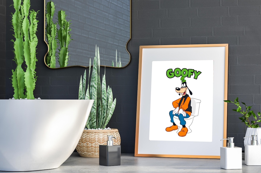 Goofy on Toilet Classic Bathroom Art Print, Goofy Bathroom Art, Cute ...