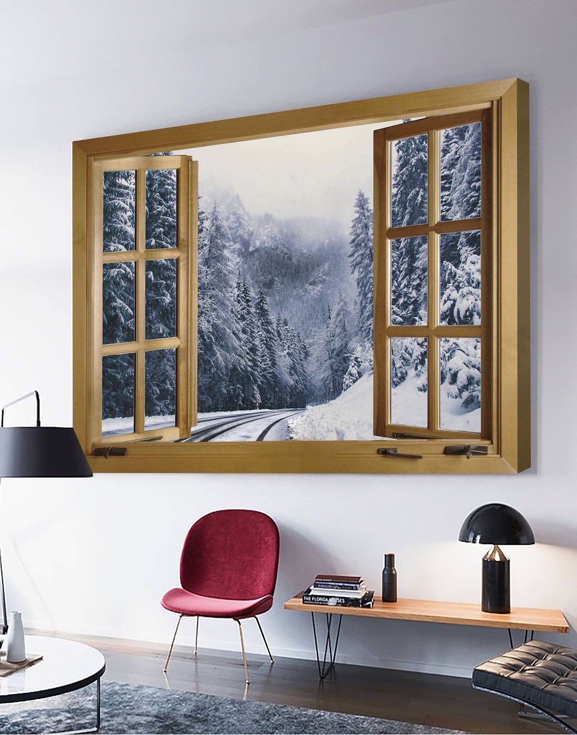 Winter Art Forest Window Holiday Decor Christmas Decor - Etsy