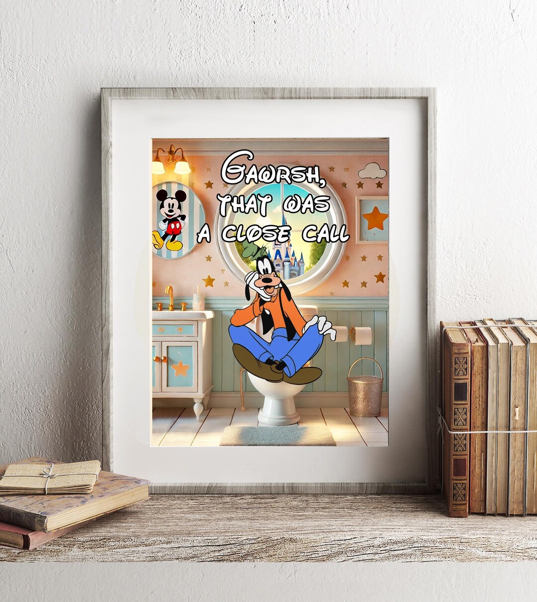 Goofy on Toilet Bathroom Art Print, Goofy Gawrsh, Goofy Bathroom Art ...