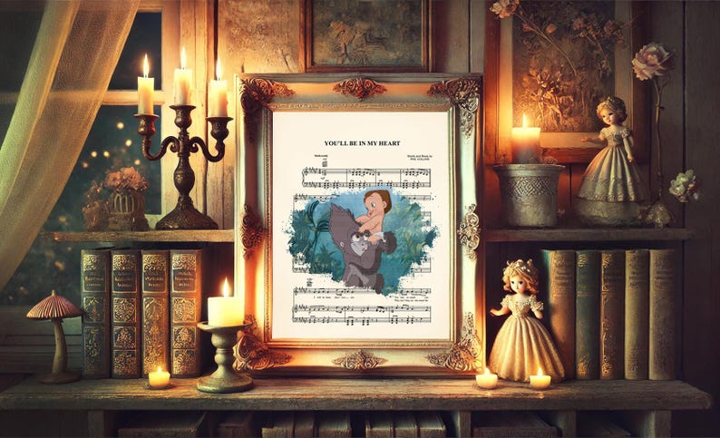 Tarzan and Terk You’ll Be in My Heart Splatter Sheet Music Art Print - Etsy