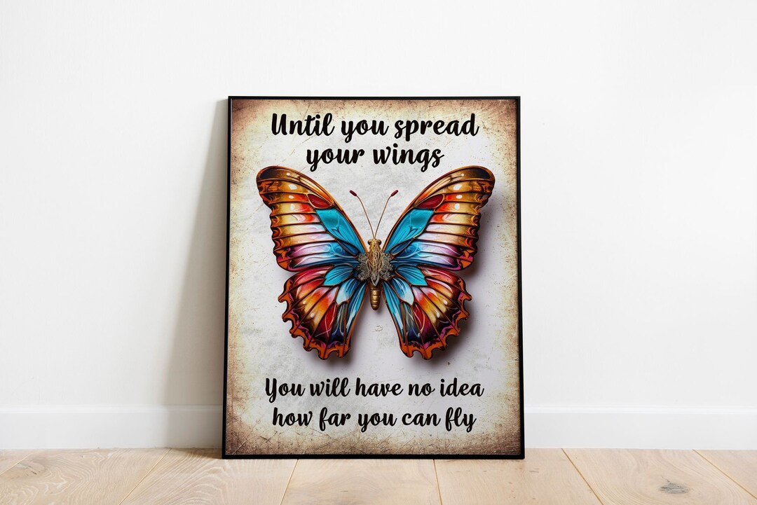 Encouraging Colorful Butterfly Art Print, Rainbow Nursery Art ...