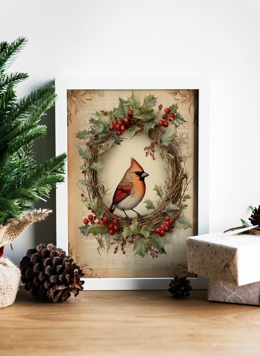 Cardinal Illustration Art Print, Cardinal Art, Cardinal Boho Art ...