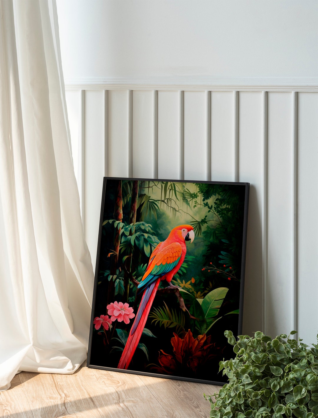 Parrot Illustration Art Print, Parrot Art, Parrot Boho Art, Animal Art ...
