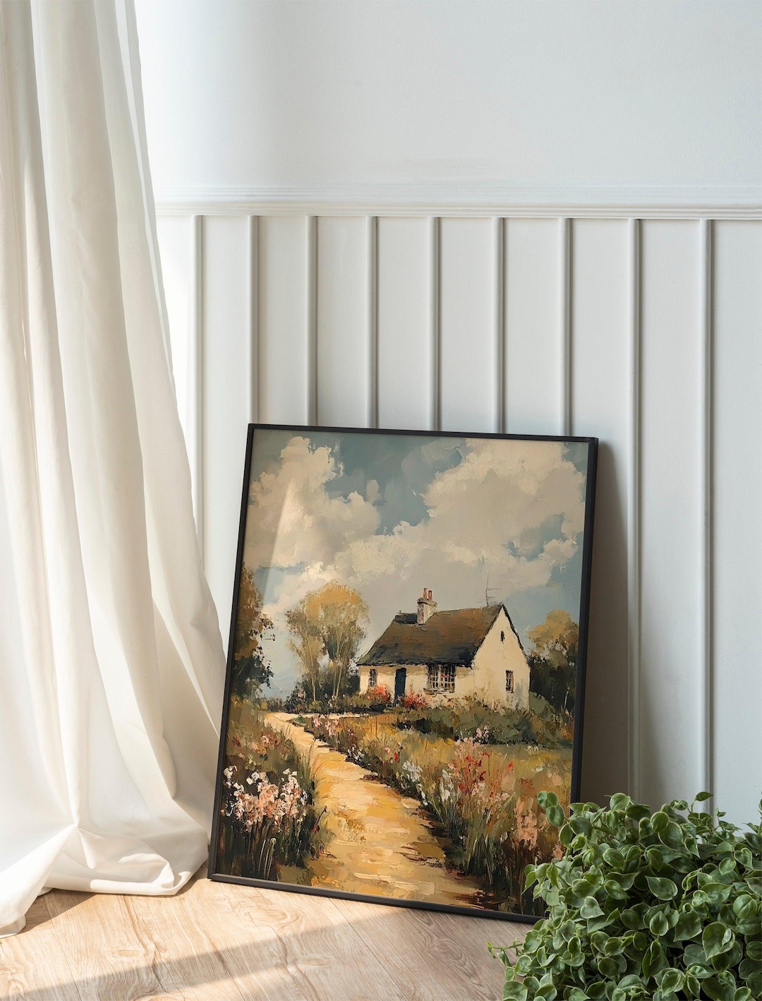 English Countryside Landscape Poster, Rustic Cottage Wall Art, Vintage ...