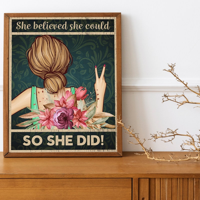 She Believed She Could so She Did Wall Art - Etsy