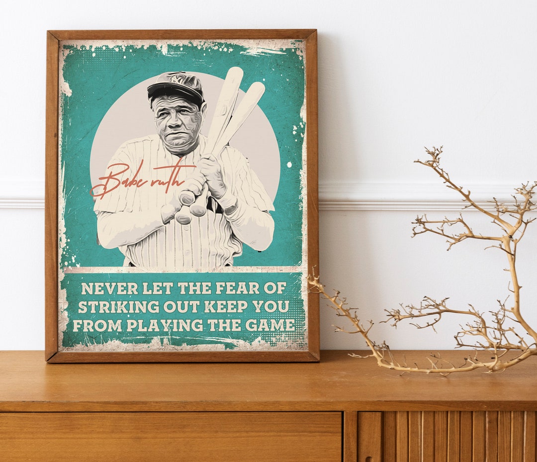 Babe Ruth Vintage Art Print, Babe Ruth Quote Art, Baseball Wall Art ...
