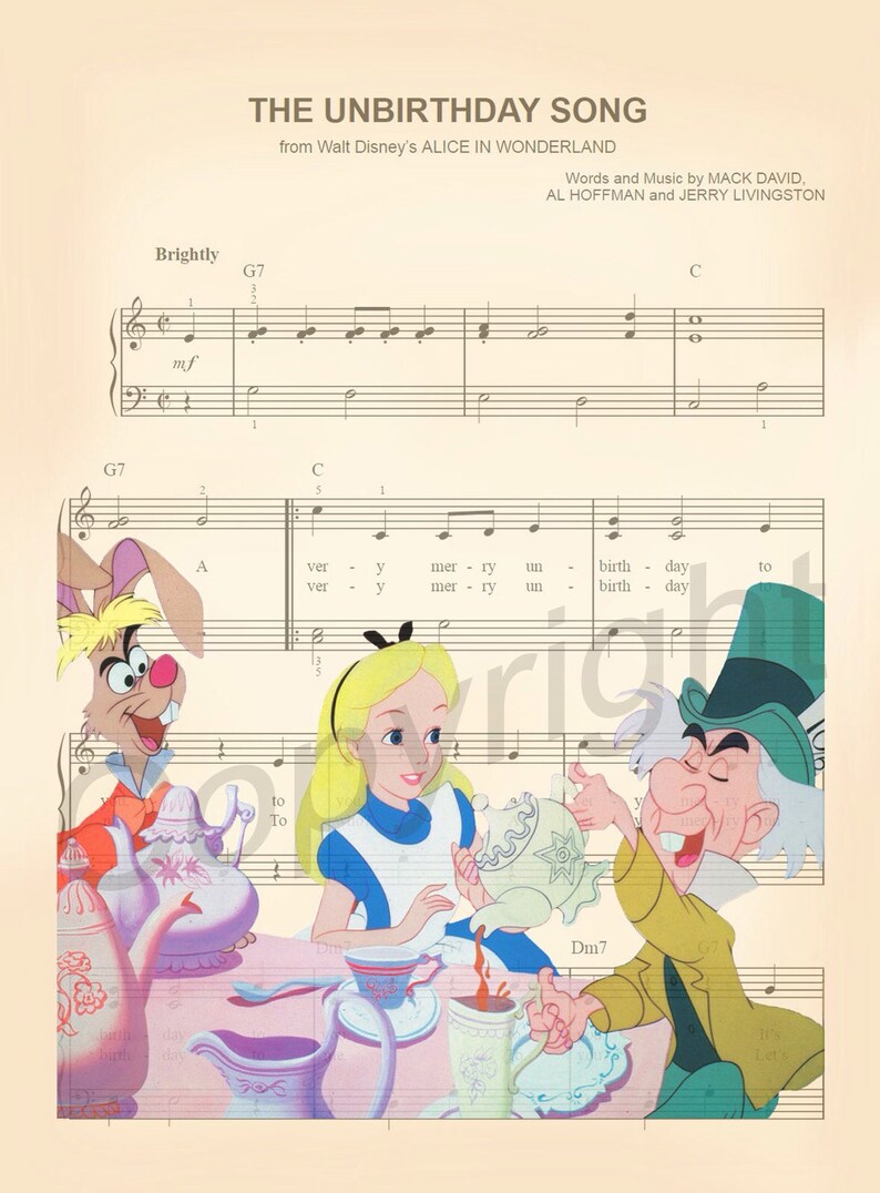 Alice in Wonderland Tea Sheet Music Art Print - Etsy