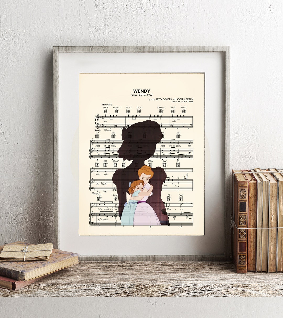 Peter Pan Wendy Darling Hugging Mom Sheet Music Art Print - Etsy