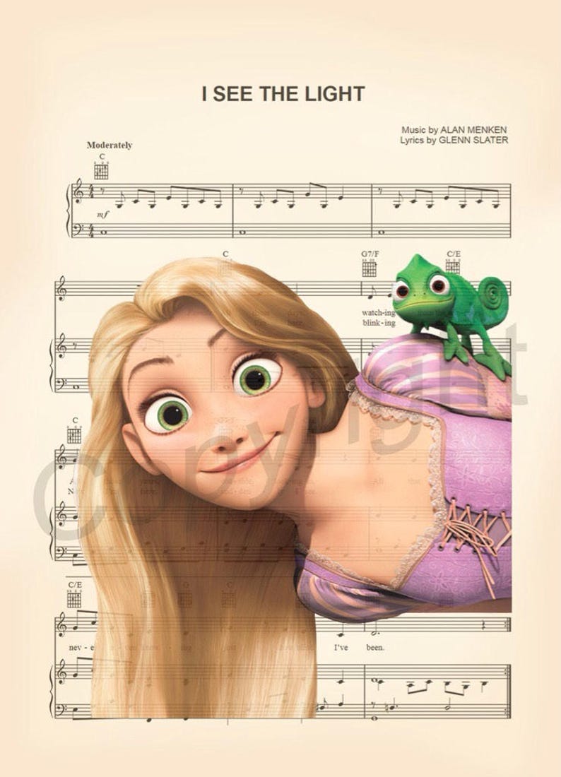 Tangled Rapunzel Sheet Music Art Print | Etsy