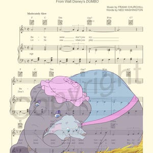Dumbo and Mother Baby Mine Sheet Music Art Print - Etsy