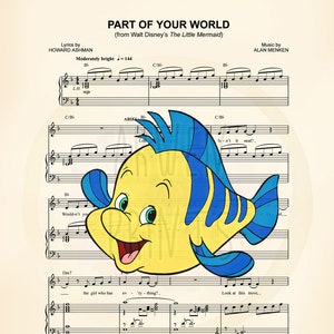 Little Mermaid Flounder Sheet Music Art Print - Etsy