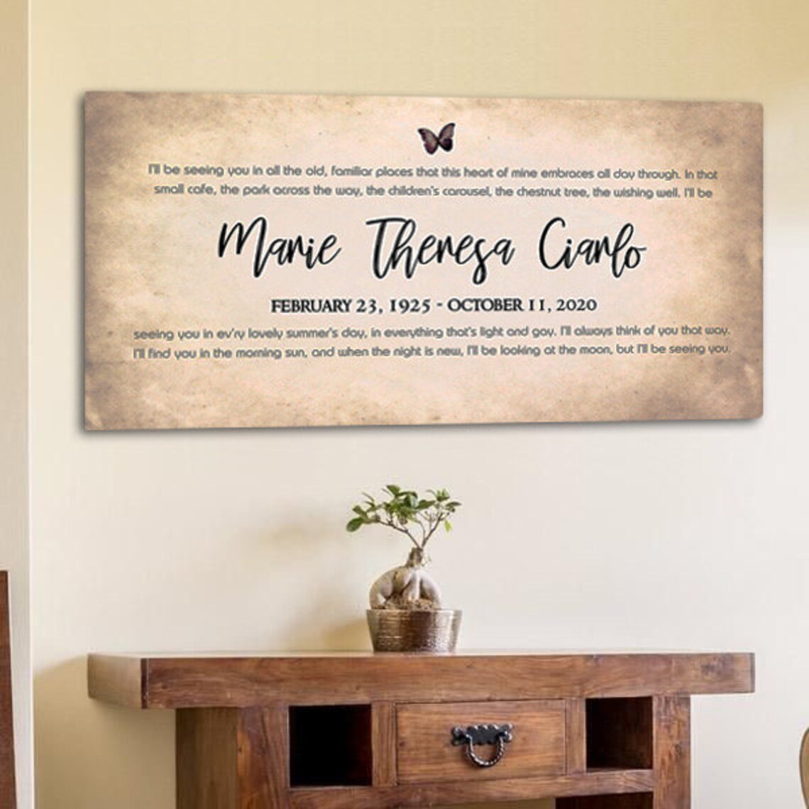 Memorial Sign, Song Canvas, Sympathy Gift, Loss of Mother, Loss of ...