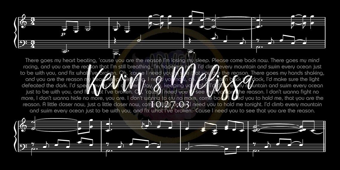 Custom Wedding Names and Date Lyrics Sheet Music Black Luxe - Etsy