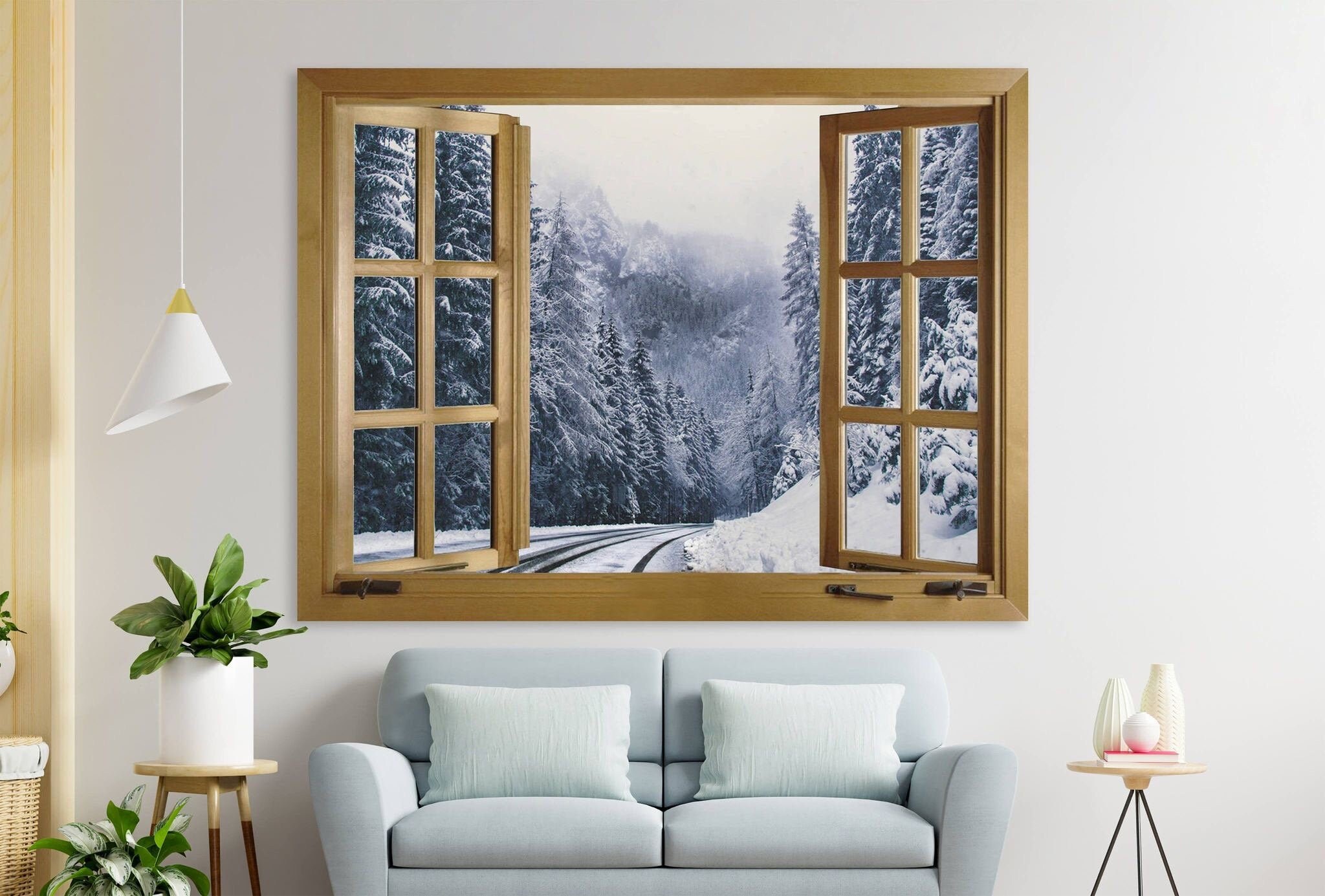 Winter Art Forest Window Holiday Decor Christmas Decor | Etsy