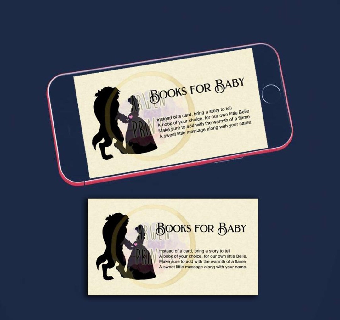 Beauty and the Beast Belle & Beast Baby Shower Books for Baby Card ...