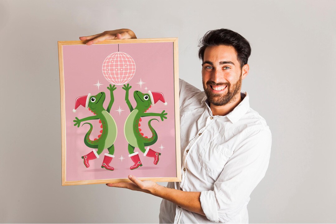 Howdy Partner Frog Art Print, Dancing Frog Aesthetic Wall Art, Pink and ...