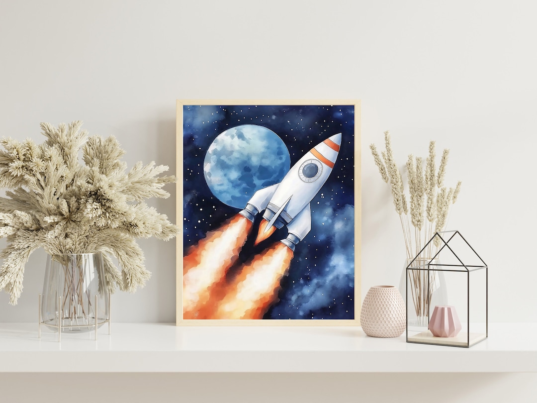 Space Kids Room Prints, Astronaut and Planets Wall Art Outer Space ...