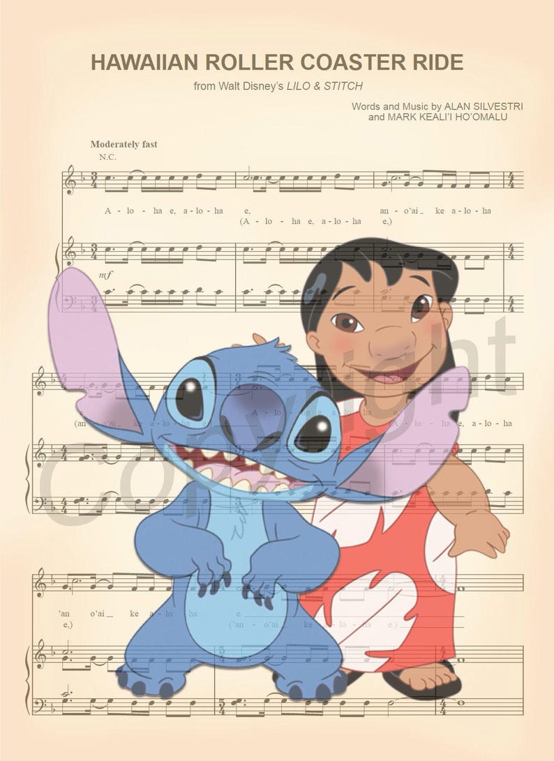 Lilo and Stitch Sheet Music Art Print - Etsy