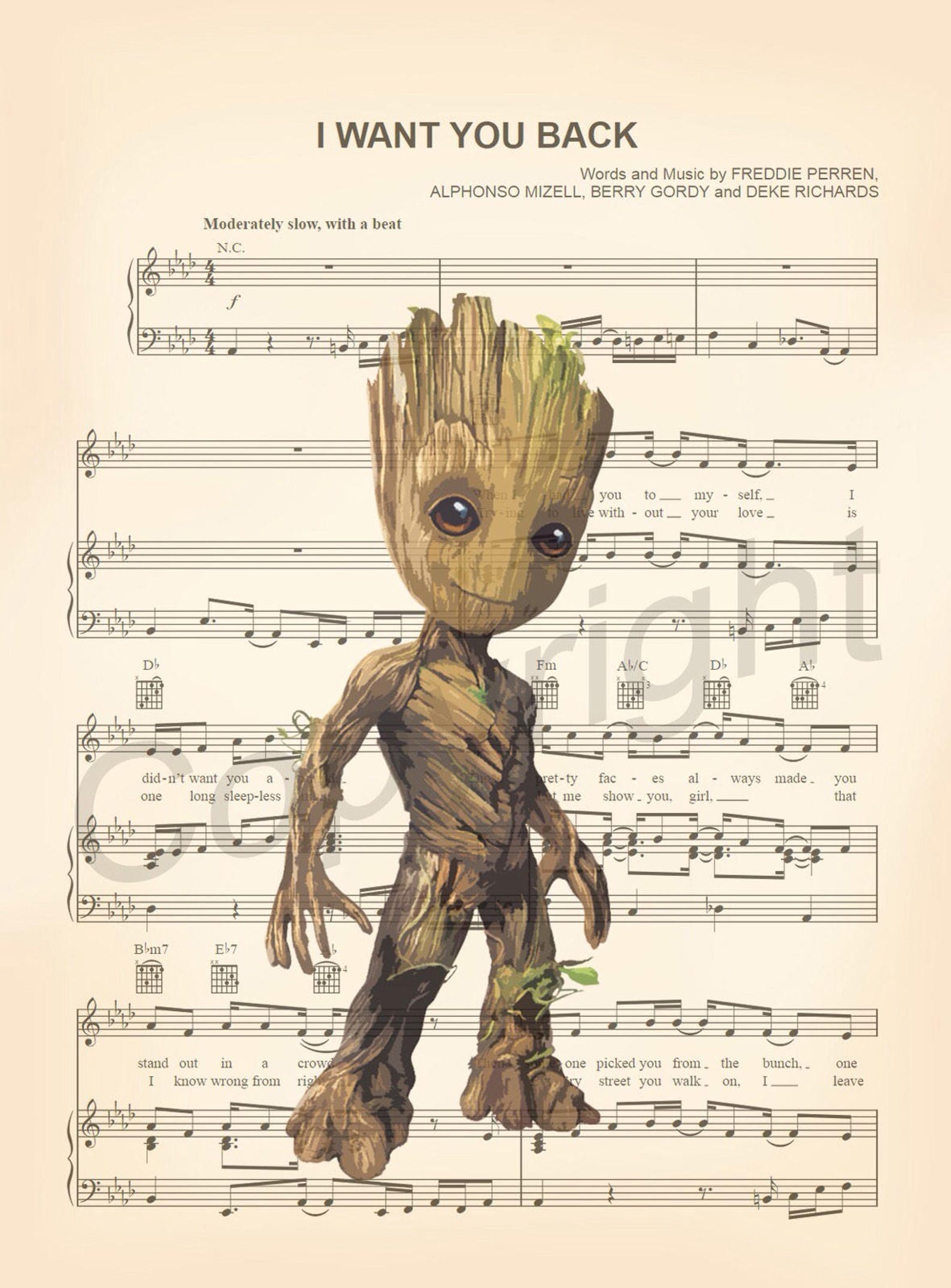 Guardians of the Galaxy Baby Groot Sheet Music Art Print - Etsy