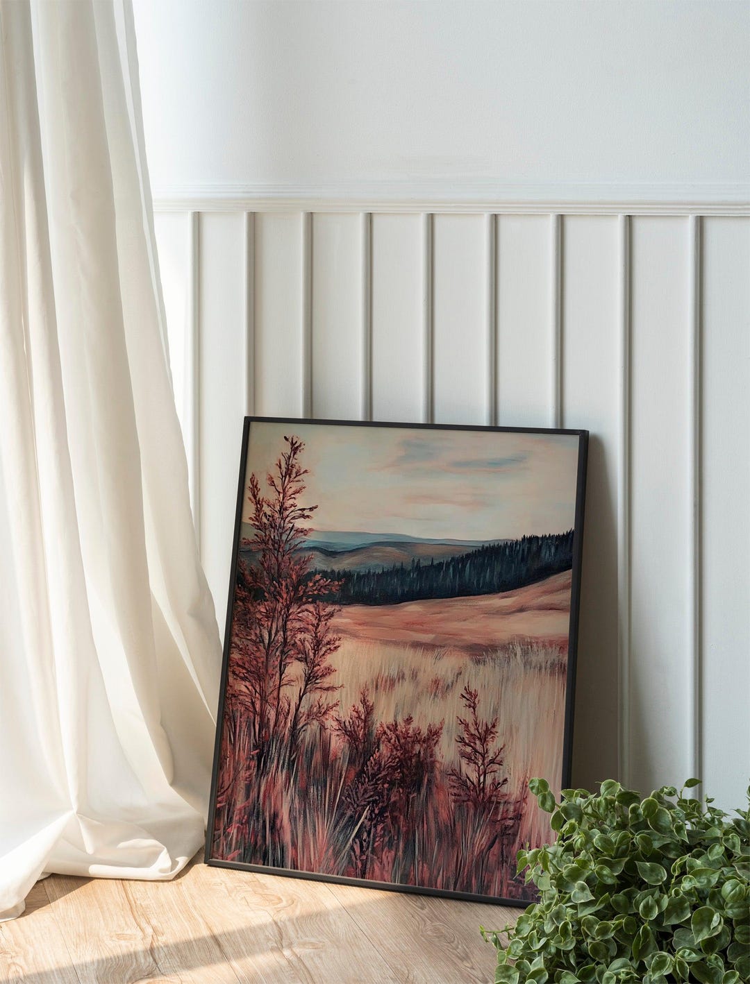 Moody Maroon Wildflower Poster, Vintage Printable Art, Red Pastoral ...