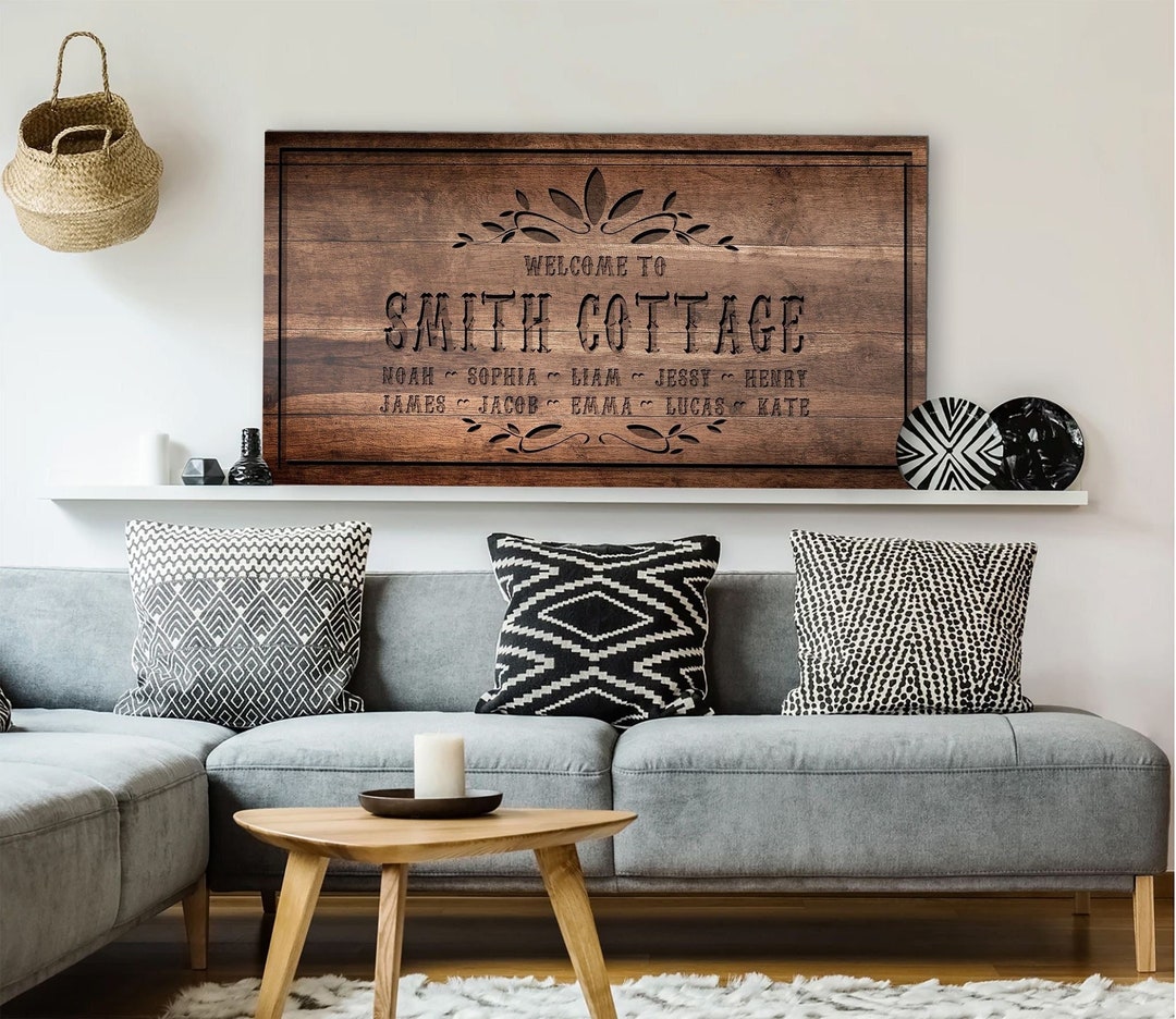 Rustic Family Names Custom Canvas Decor - Etsy