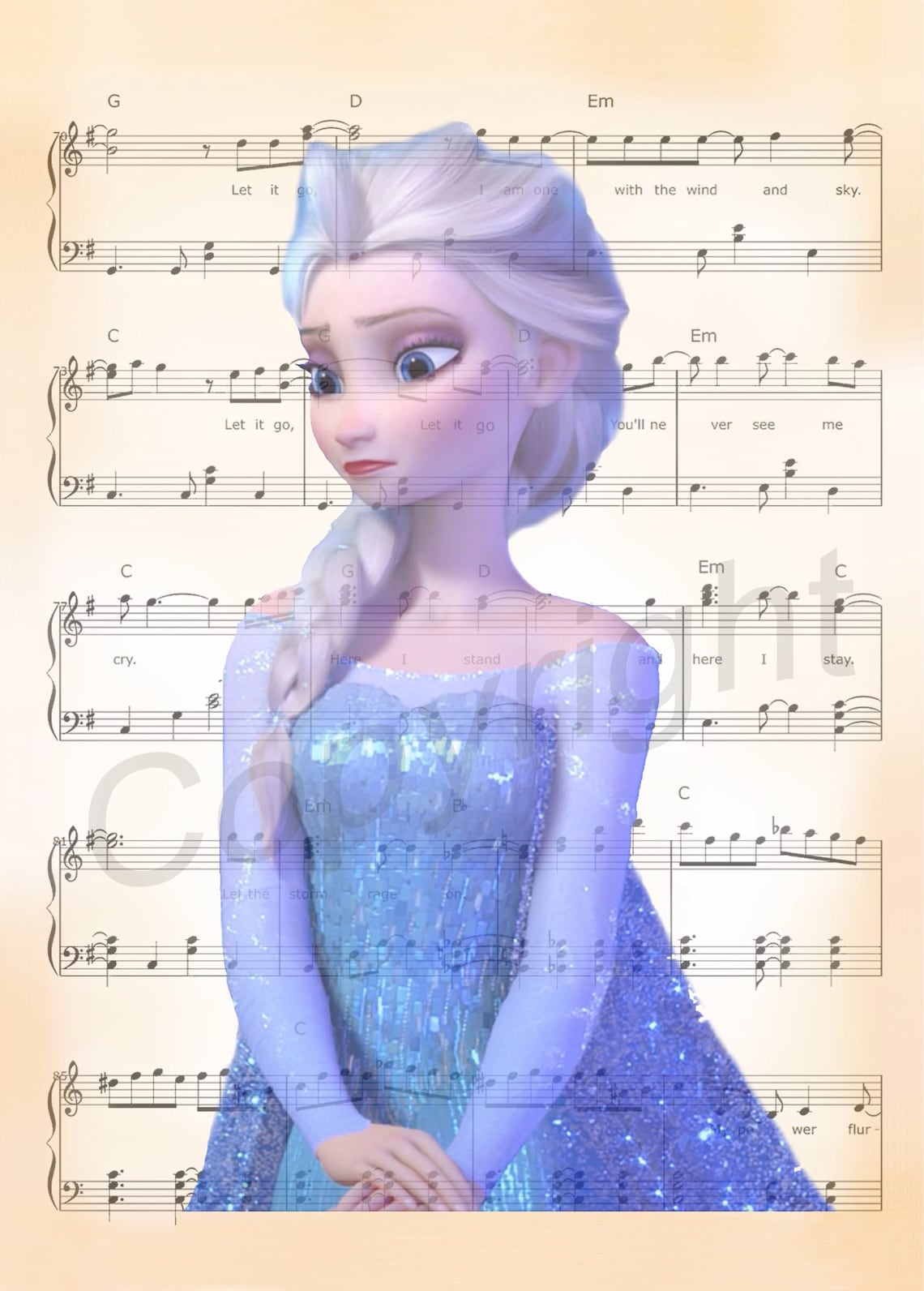 Frozen Elsa Sheet Music Art Print - Etsy