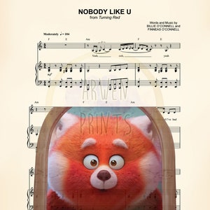 Turning Red Nobody Like U Sheet Music Art Print - Etsy