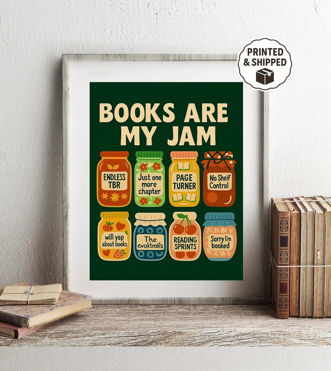 Books Are My Jam Poster Reader Wall Art Whimsical Book Lover Art Print ...