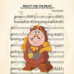 Beauty and the Beast Cogsworth Sheet Music Art Print - Etsy