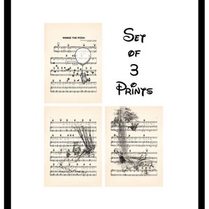 Winnie the Pooh Original Artwork Sheet Music Art Print Set - Etsy
