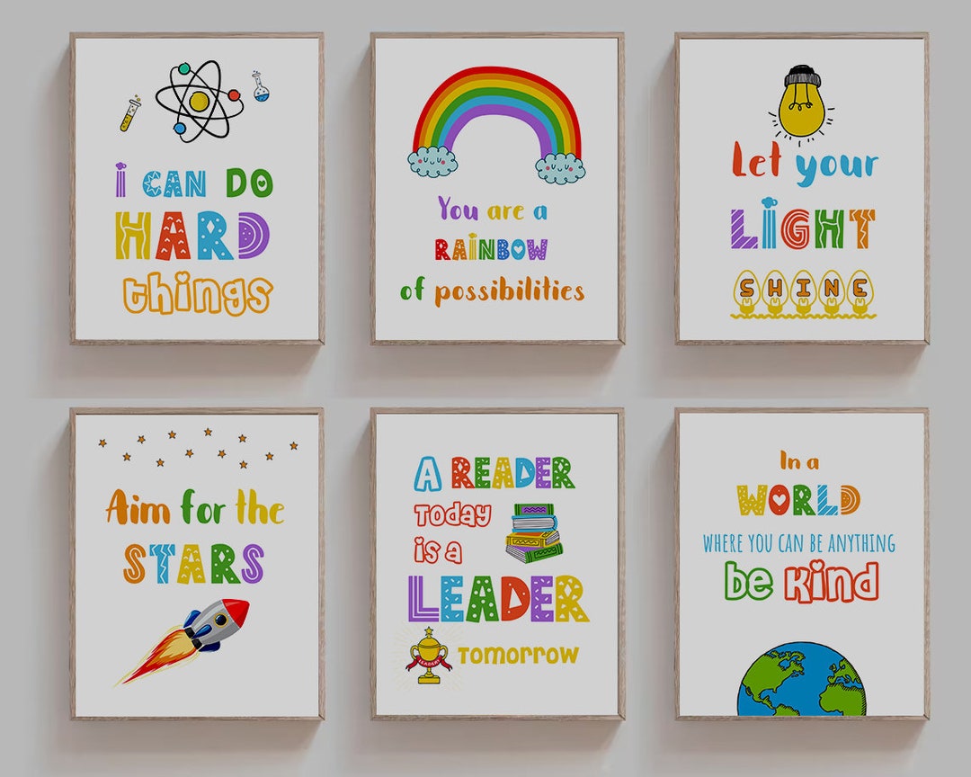 Motivational Colorful Kid Art Print Set, Nursery Wall Decor, Boho Wall ...