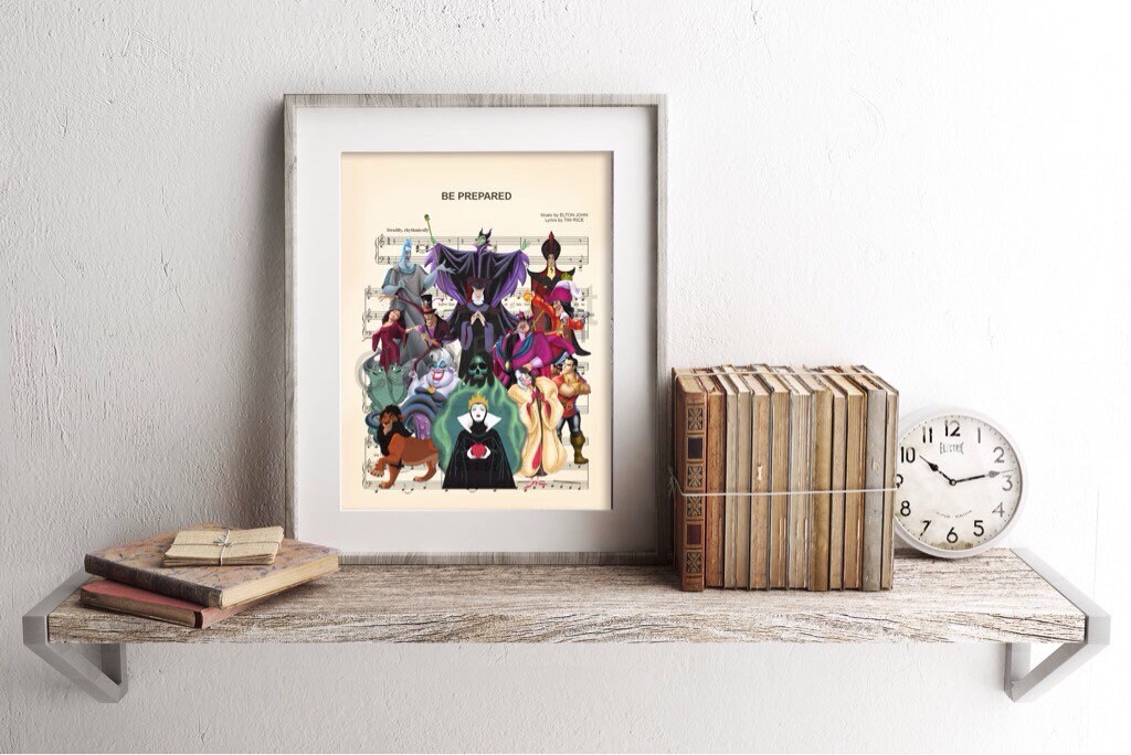 Disney Villains Be Prepared Sheet Music Art Print - Etsy