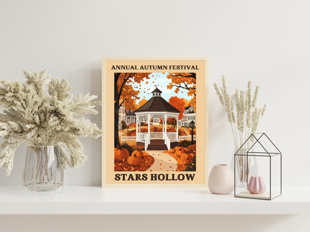 Stars Hollow Poster, Flat Illustration Print Inspired by Gilmore Girls ...