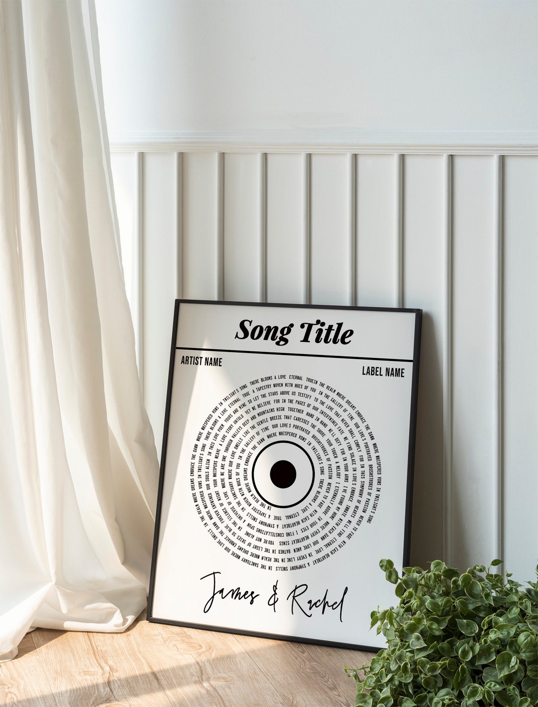 Song Lyric, Names and Date Record Player Print, Lyric Wall Art, Wedding ...