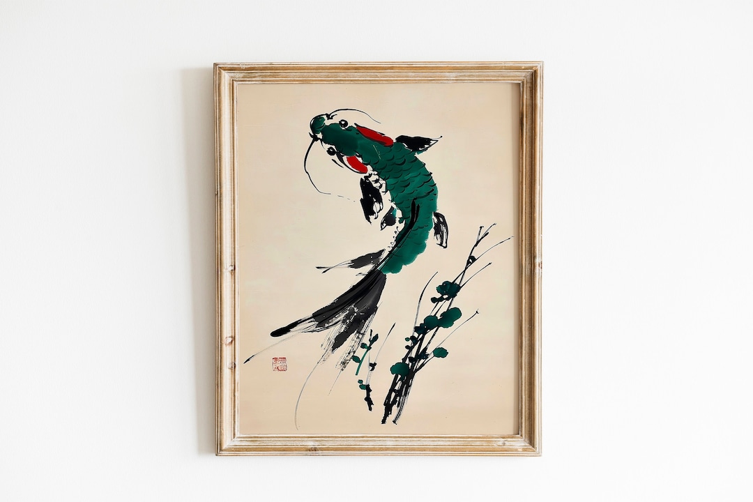 Japanese Catfish Print Minimalist Japanese Art Wall Art Japanese Fish ...