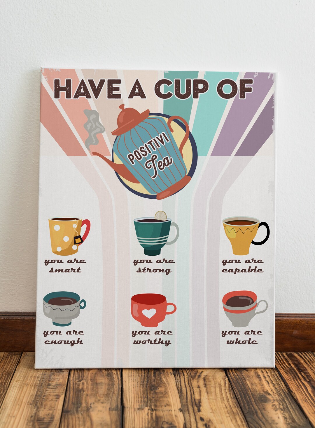Have A Cup of Positivitea, Motivational Art, Wall Art, Law of ...