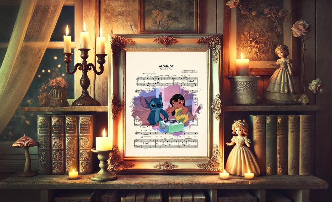 Lilo and Stitch Record Player Aloha Oe Sheet Music Art Print - Etsy