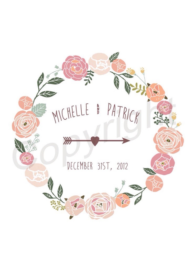 Beautiful Colored Wreath Custom Names and Date Wedding - Etsy