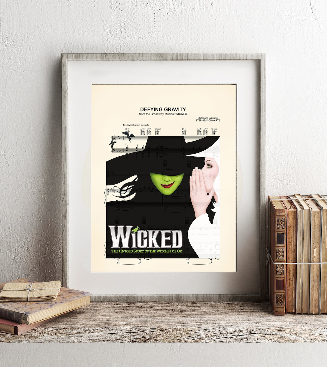 Wicked Defying Gravity Elphaba and Glinda Sheet Music Art Print - Etsy